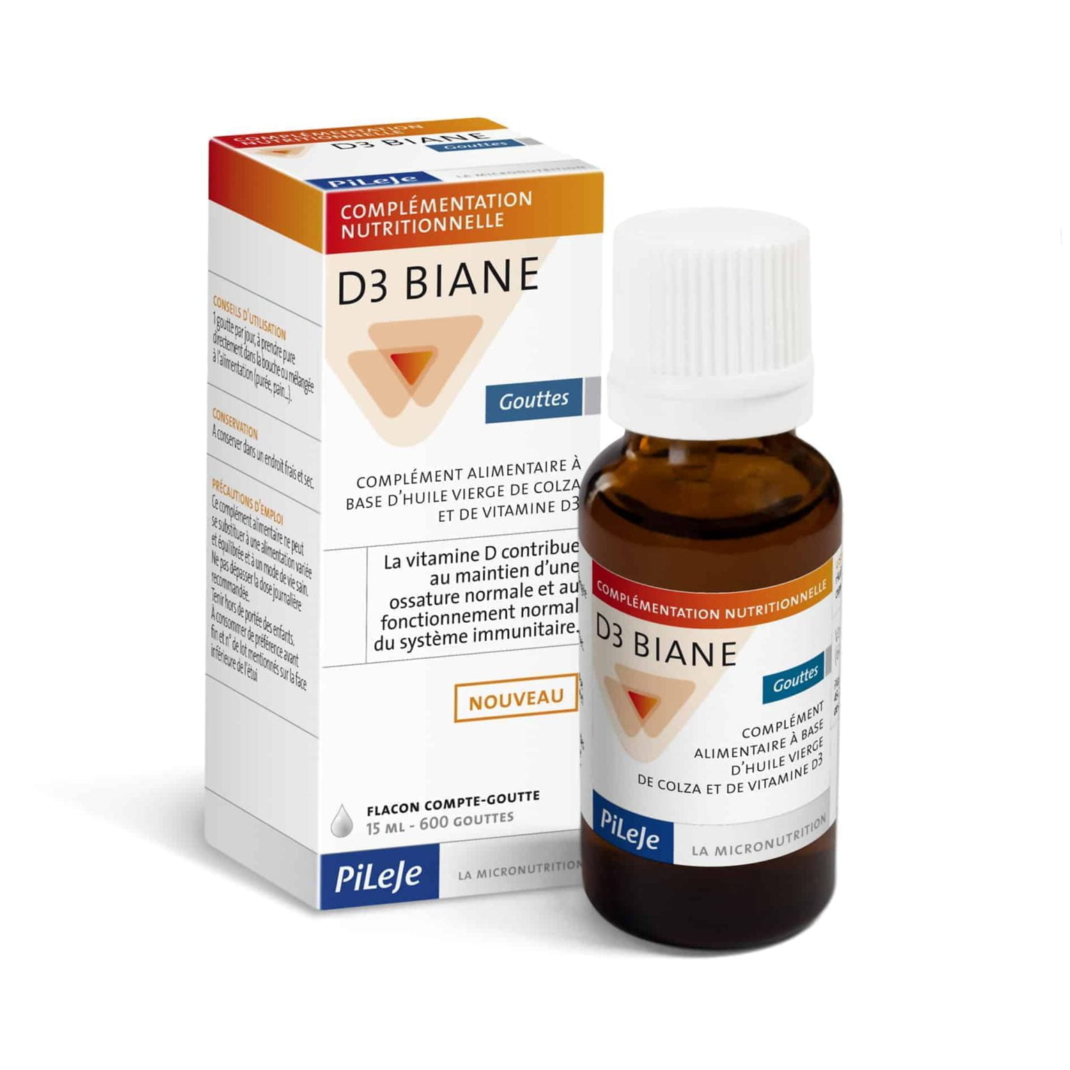PiLeJe, D3 Biane, 200 IU, Drops 20ml, Vitamin DU Natural Oil Carrier ...