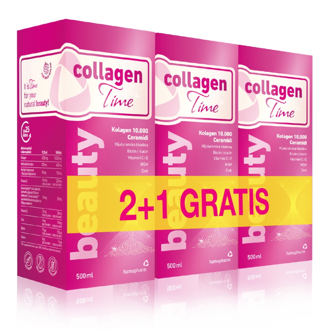 Hamapharm, Collagen Time, Beauty, 500ml, Fugter huden dybt | apotekos