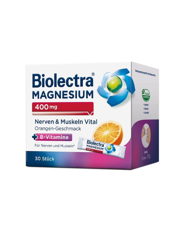 Biolectra, Magnesium 400 Vital, 30 Sachets, 400mg Magnesium and B ...